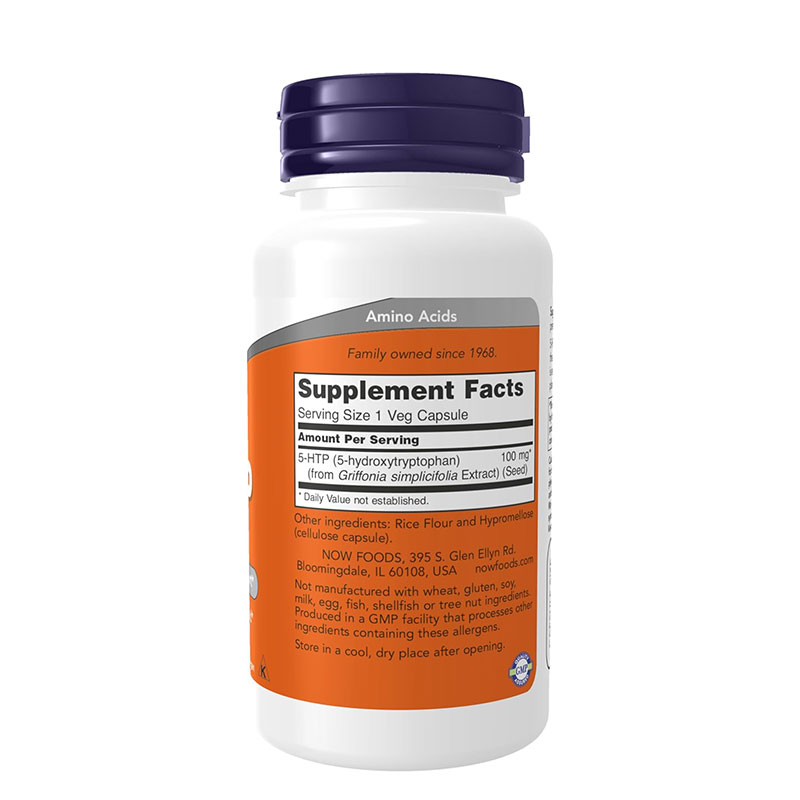 Now Foods Supplements 5-HTP 100mg – 60 Veg Capsules - Beautiegen